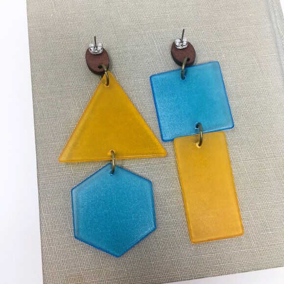 Fashion Jewelry | Jewelry | Postmodern Minimalist Oversized Orange Blue ...
